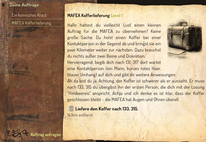 MAFEA Kofferlieferung - Level 1 | Genesis Projekt Wikia | Fandom