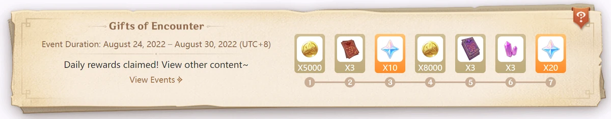Gifts of Encounter 2022-08-24 | Genshin Impact Wiki | Fandom