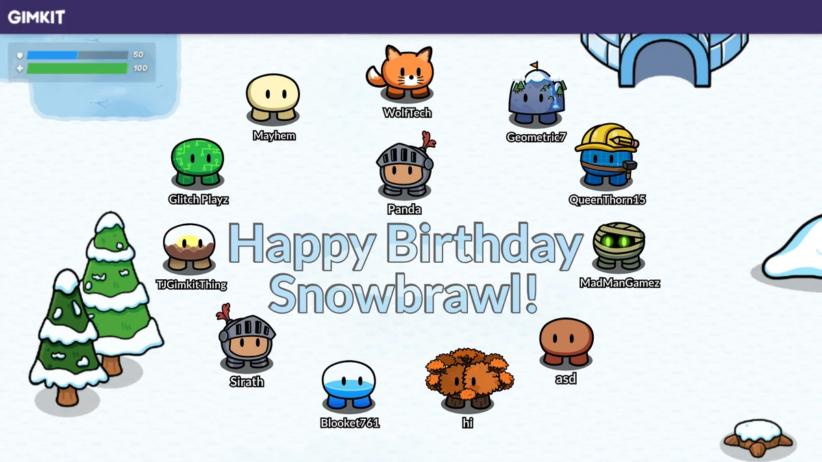 User blog:ThatPandaGaming/Snowbrawl Birthday Celebration! | Gimkit Wiki | Fandom
