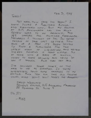 Letter from Mike | Gone Home Wiki | Fandom