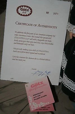 1987 SYMANTHA - Gotz Limited Edition Handcrafted Doll - WEICHPUPPE ...