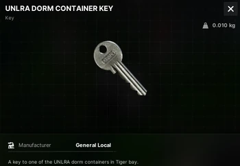 UNRLA Dorm Container Key | Gray Zone Warfare Wiki | Fandom