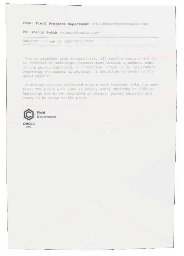 Change Of Reporting - Official Green Hell Wiki