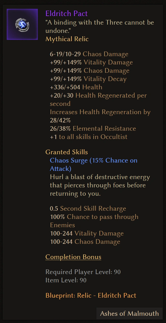 Eldritch Pact (relic) - Official Grim Dawn Wiki