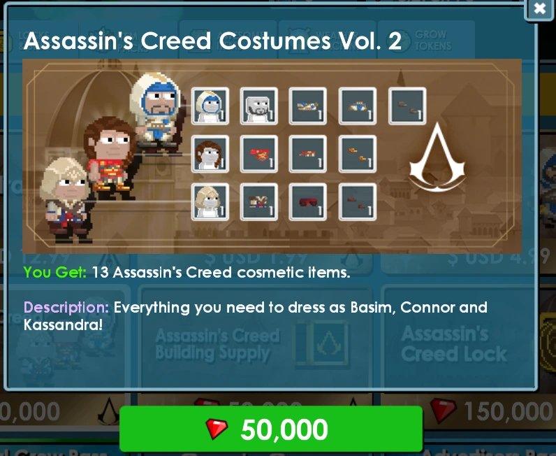 Assassin's Creed Constumes Vol. 2 | Growtopia Wiki | Fandom