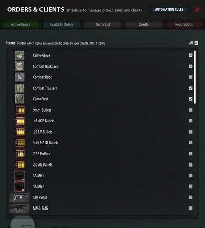 Orders Menu | GunsmithGame Wiki | Fandom