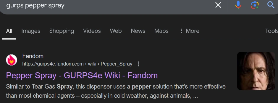 Pepper Spray | GURPS Wiki | Fandom