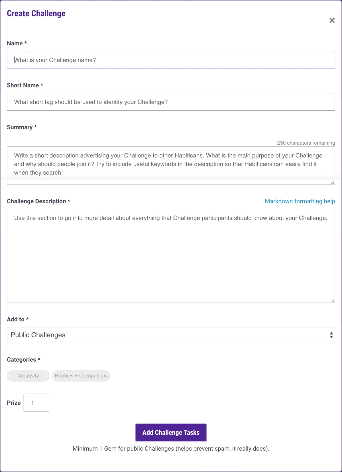 Running a Challenge | Habitica Wiki | Fandom