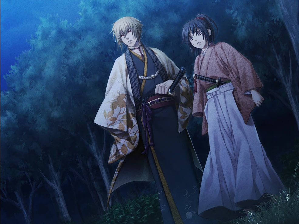 Hakuouki Chizuru And Kazama Kiss