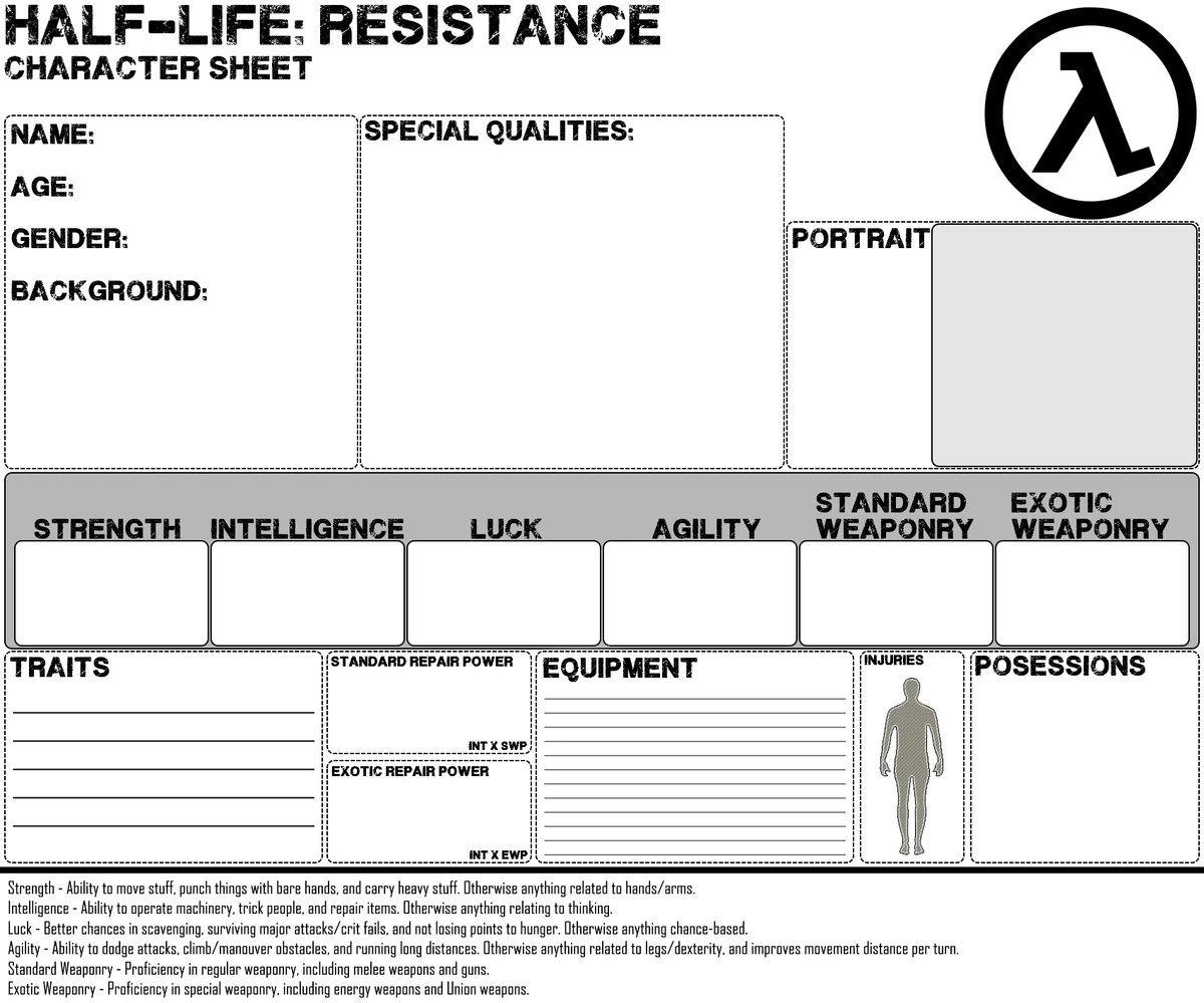 Character Sheet + Info | Half-Life: Resistance Wiki | Fandom