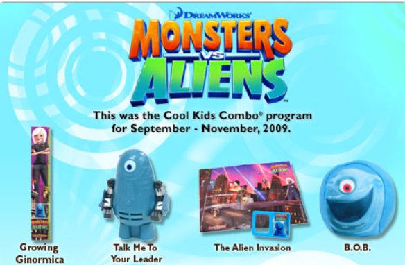 Monsters vs. Aliens (Carl's Jr./Hardee's, 2009) | Kids Meal Wiki | Fandom