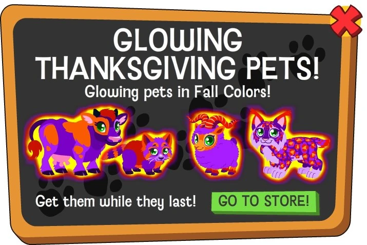Glowing Thanksgiving Pets | Happy Pets Wiki | Fandom