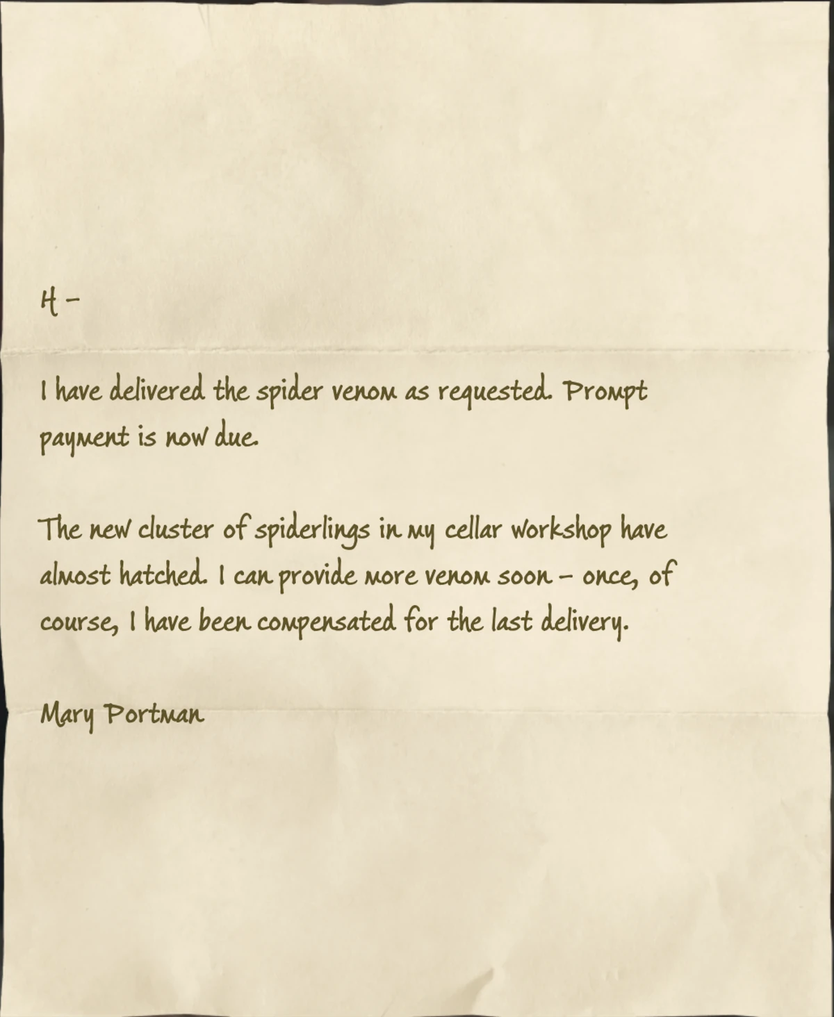 Mary Portman's letter to H | Harry Potter Wiki | Fandom