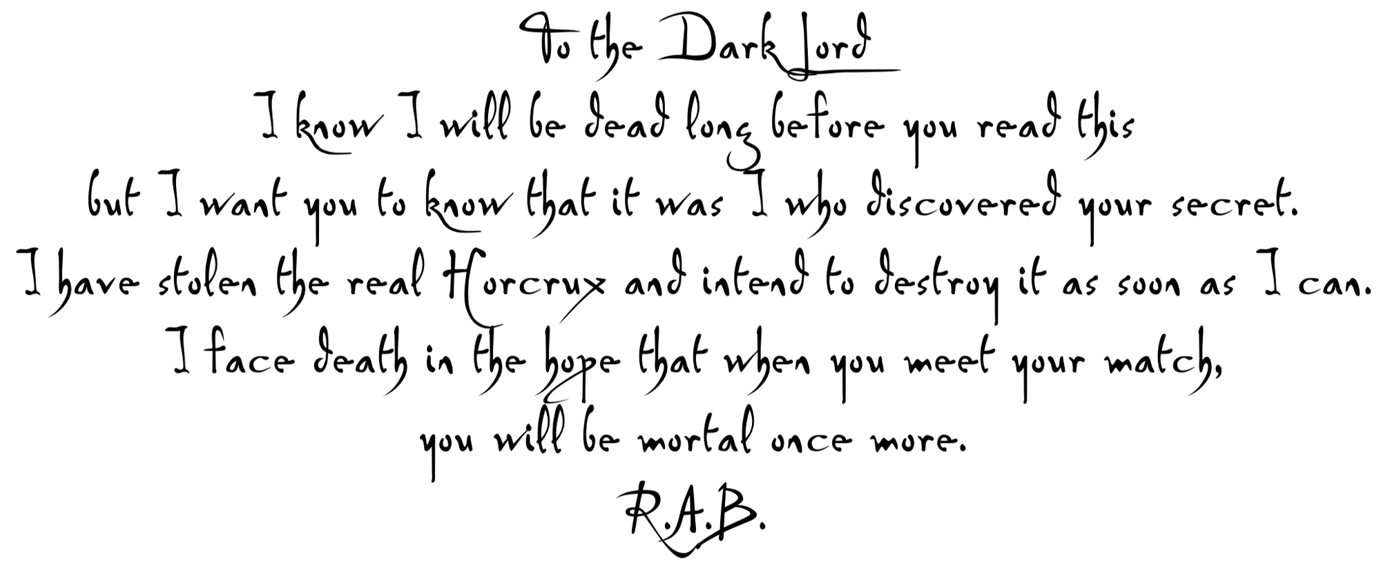 Regulus Black's letter to Lord Voldemort | Harry Potter Wiki | Fandom