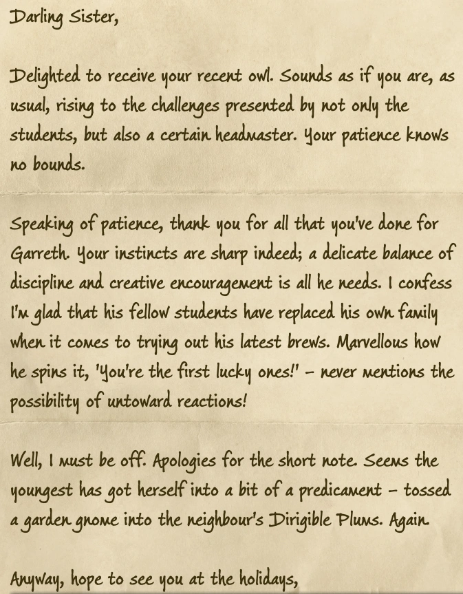 G. Weasley's letter to Matilda Weasley | Harry Potter Wiki | Fandom