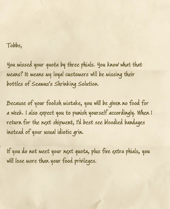 Tobbs's correspondence with his master | Harry Potter Wiki | Fandom