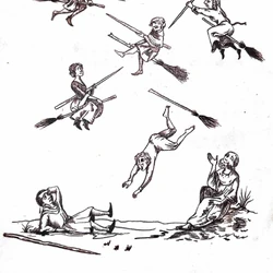 how to draw harry potter on a broomstick step by step