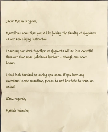 Matilda Weasley's letter to Chiyo Kogawa | Harry Potter Wiki | Fandom