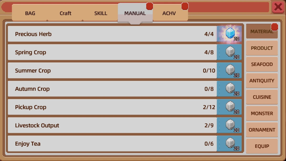 Bag (interface) | Harvest Town Wiki | Fandom