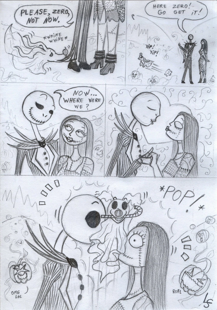 how to draw jack and sally kissing