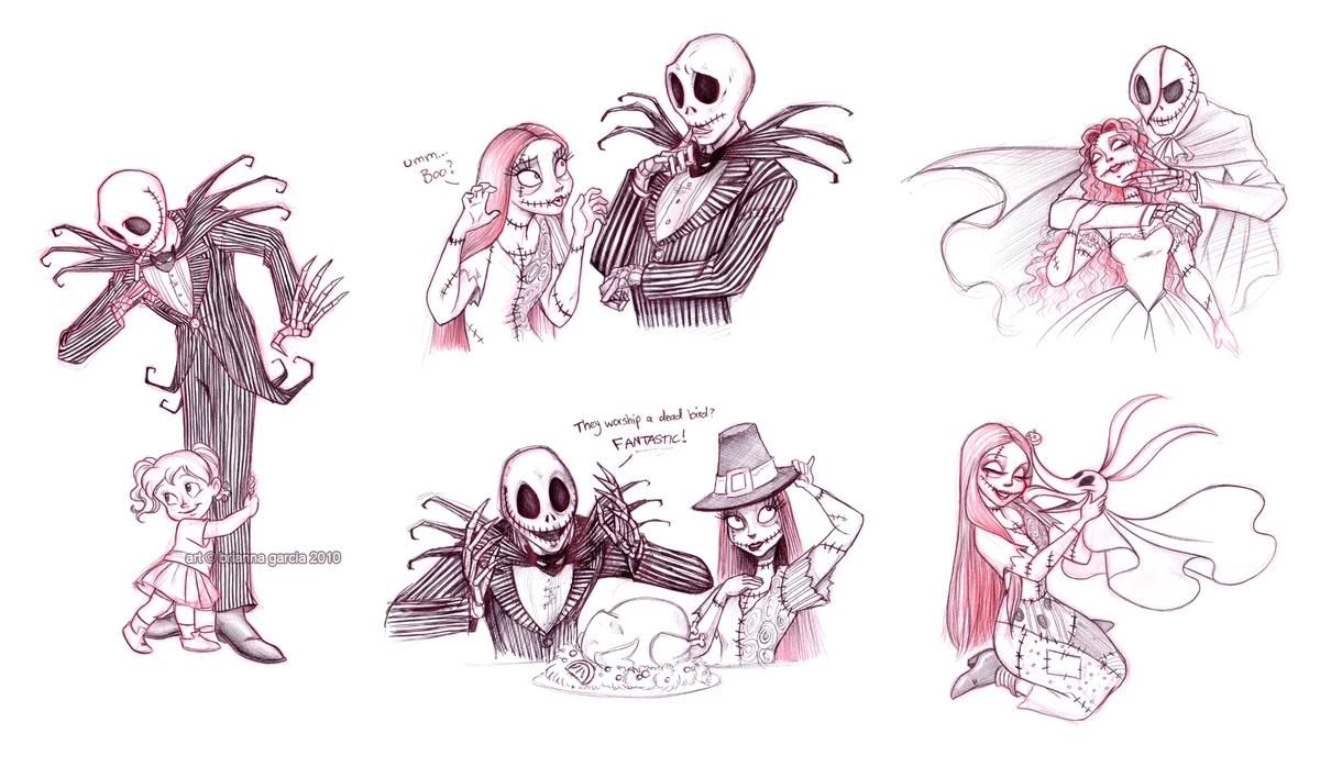 how to draw jack and sally kissing