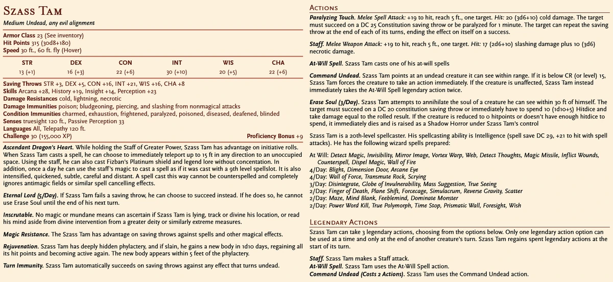 Szass Tam | Heart of Bhaal Campaign D&D Wiki | Fandom