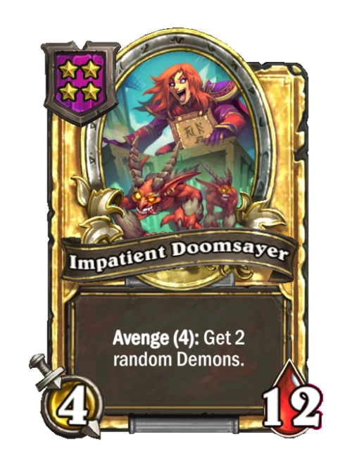 Battlegrounds/Impatient Doomsayer (golden) - Hearthstone Wiki