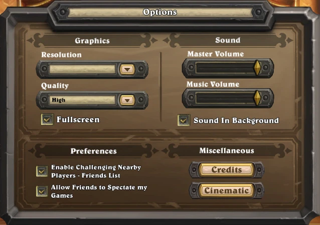 Options - Hearthstone Wiki