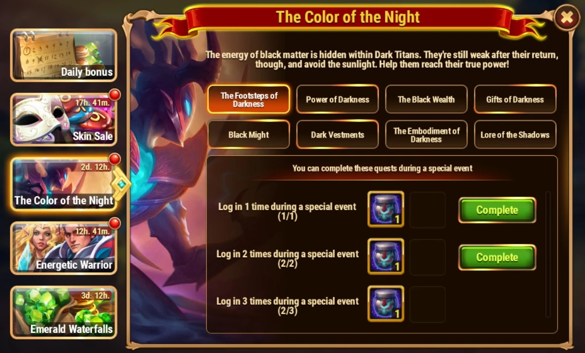 The Color of the Night | Hero Wars Wiki | Fandom