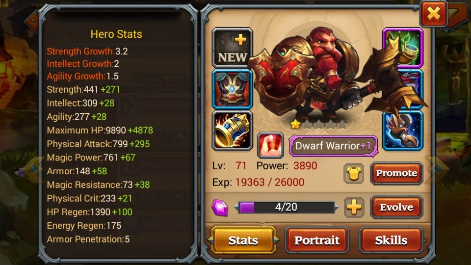 DWARF WARRIOR | Heroes Charge Character Stats Wikia | Fandom