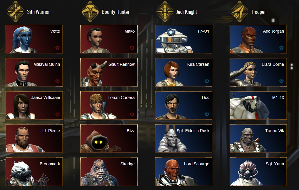 Companion夥伴 | 星際大戰Star Wars The Old Republic 中文 Wiki | Fandom