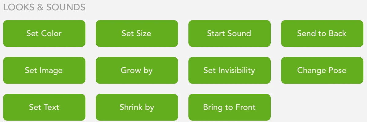 Looks And sounds Blocks | Hopscotch Wiki | Fandom