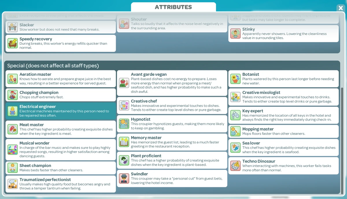 Staff Attributes | Hotel Architect Wiki | Fandom