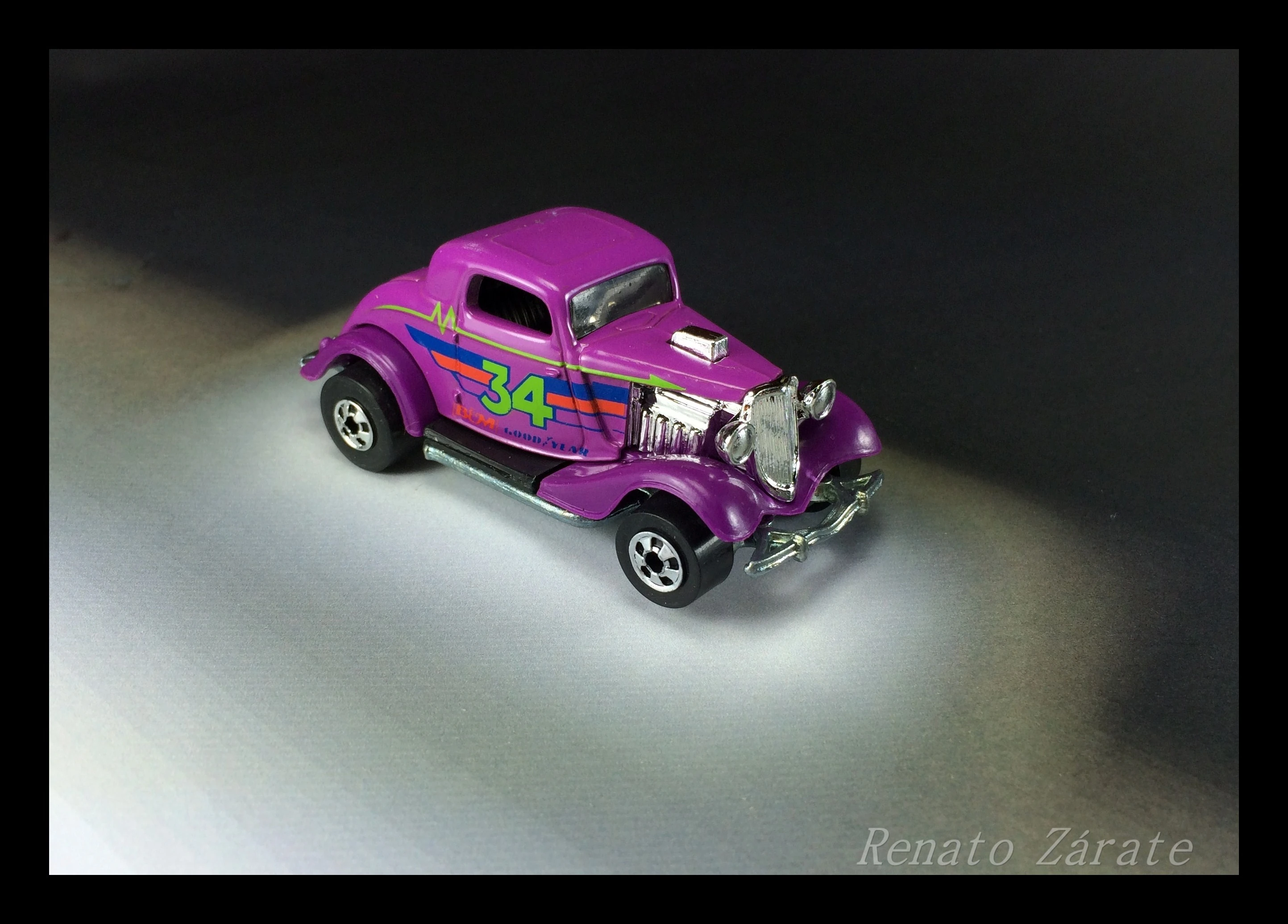 Hot Wheels '34 Ford Coupe 3 Window #196 Hot Rod 1991 Release Purple and ...