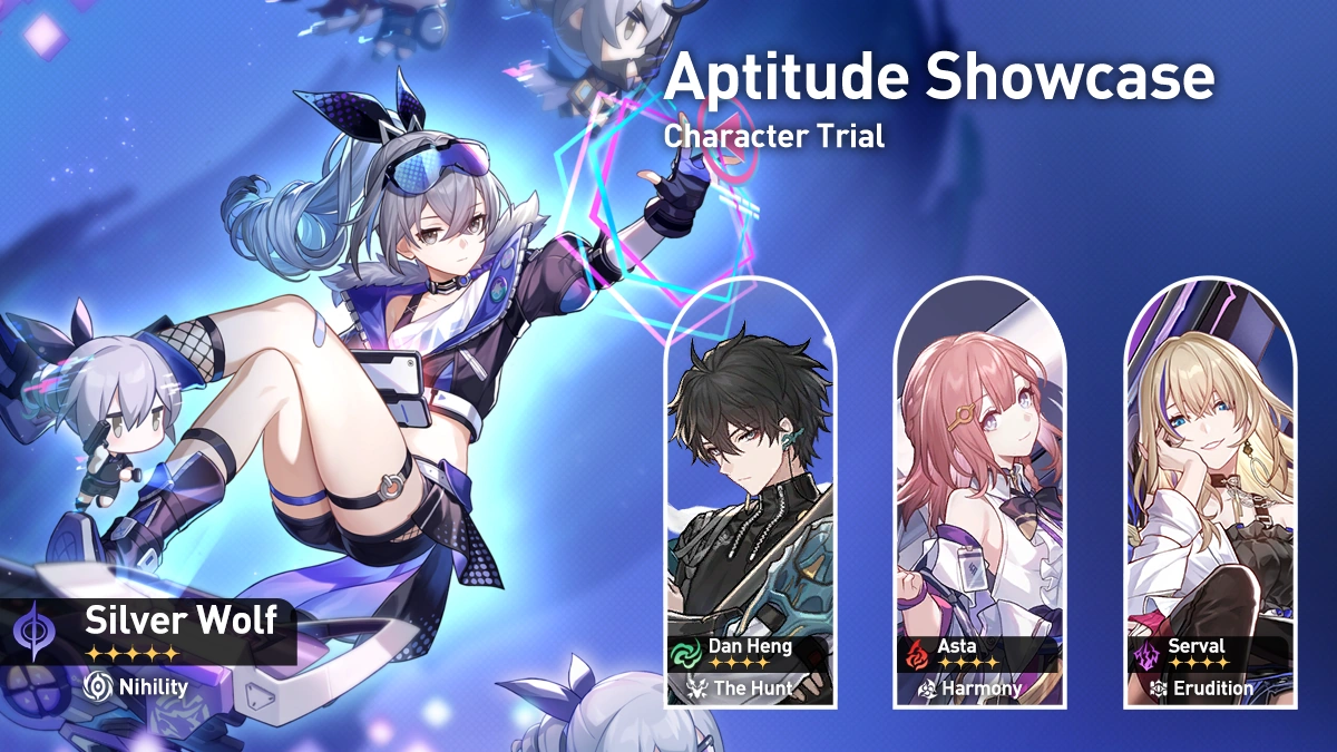 Aptitude Showcase - Silver Wolf, Dan Heng, Asta, Serval | Honkai: Star ...