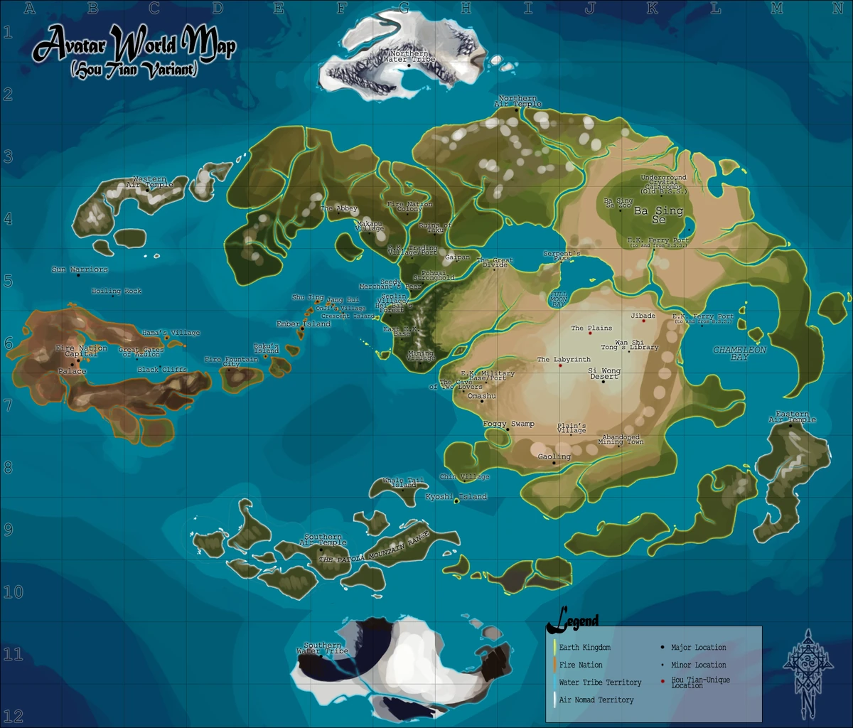 The Hou Tian World Map | Hou Tian: An Avatar, the Last Airbender RP ...