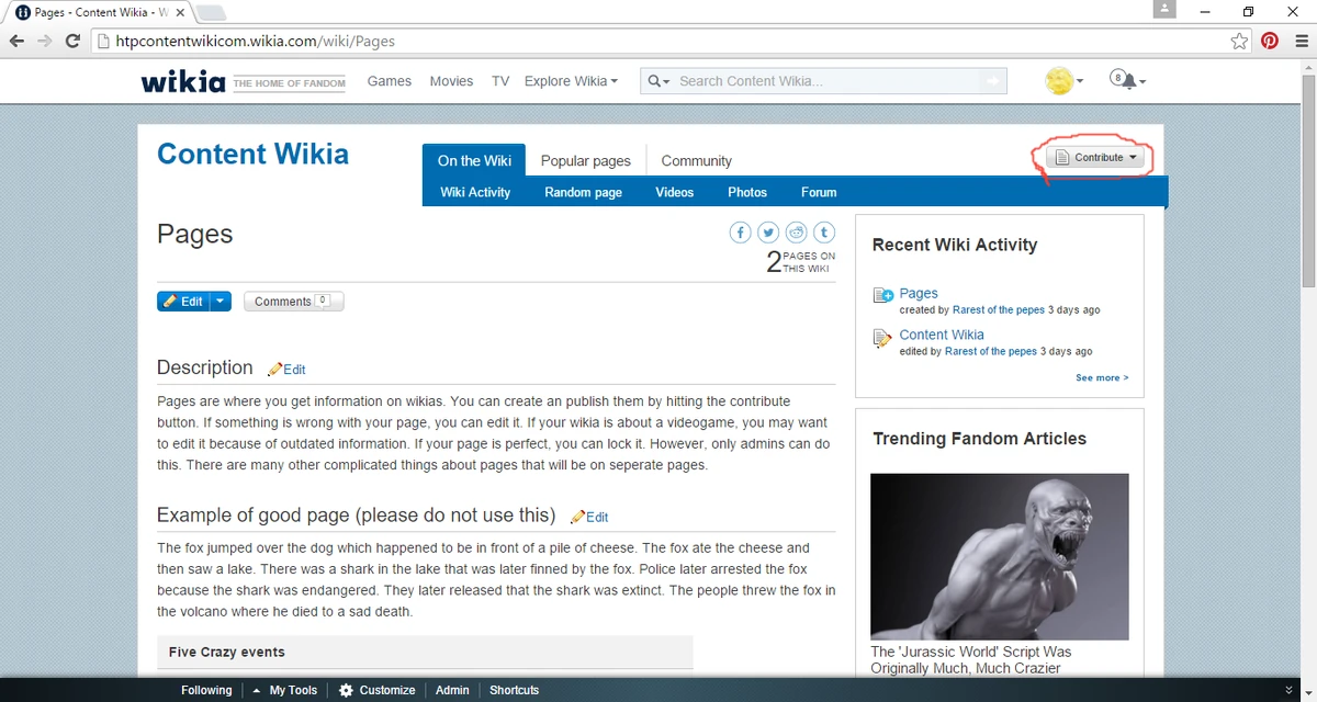 Pages | Content Wikia | Fandom