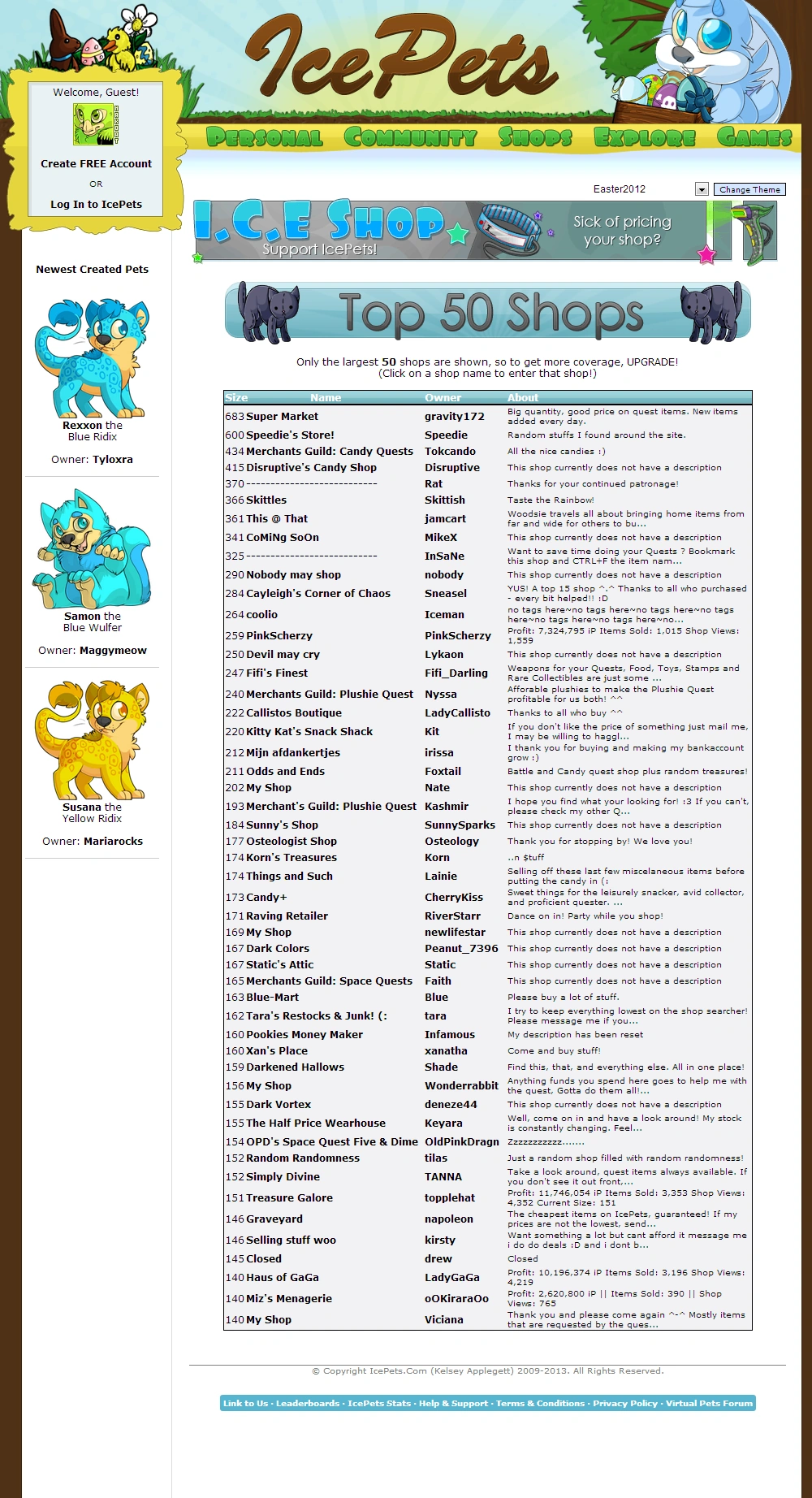 Top 50 Shops | IcePets Wiki | Fandom