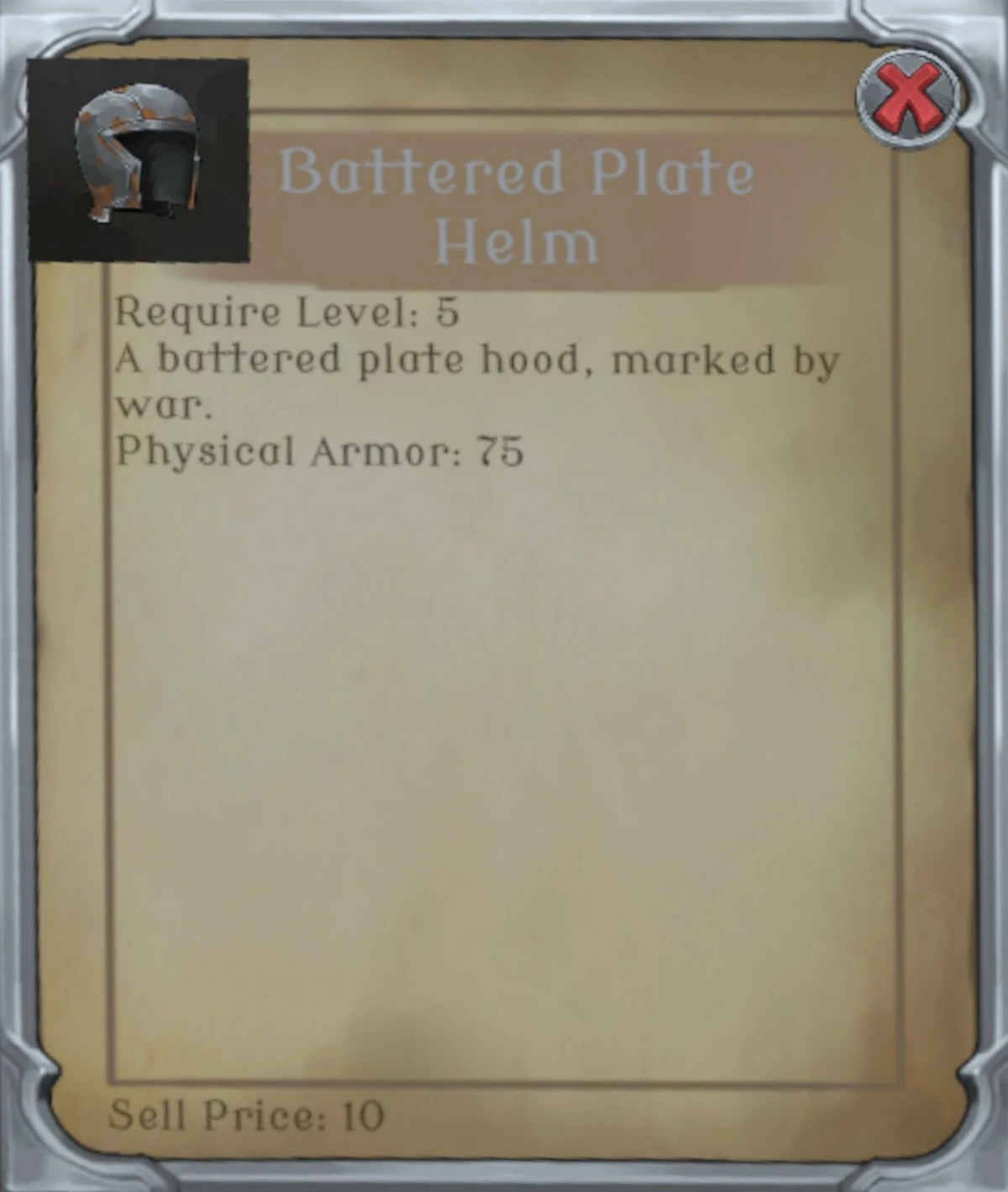 Battered Plate Helm | Ilysia VR Wiki | Fandom