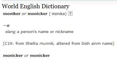 Moniker | Img dictionary Wiki | Fandom