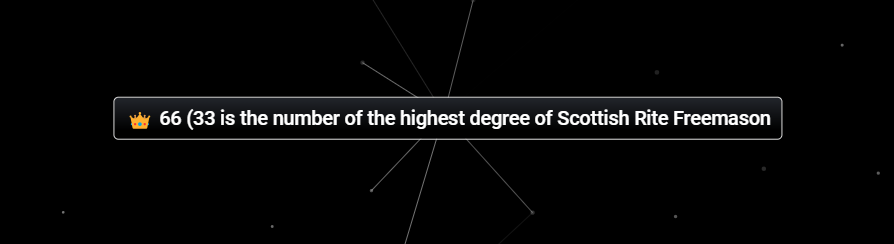 66 (33 is the number of the highest degree of Scottish Rite Freemason ...