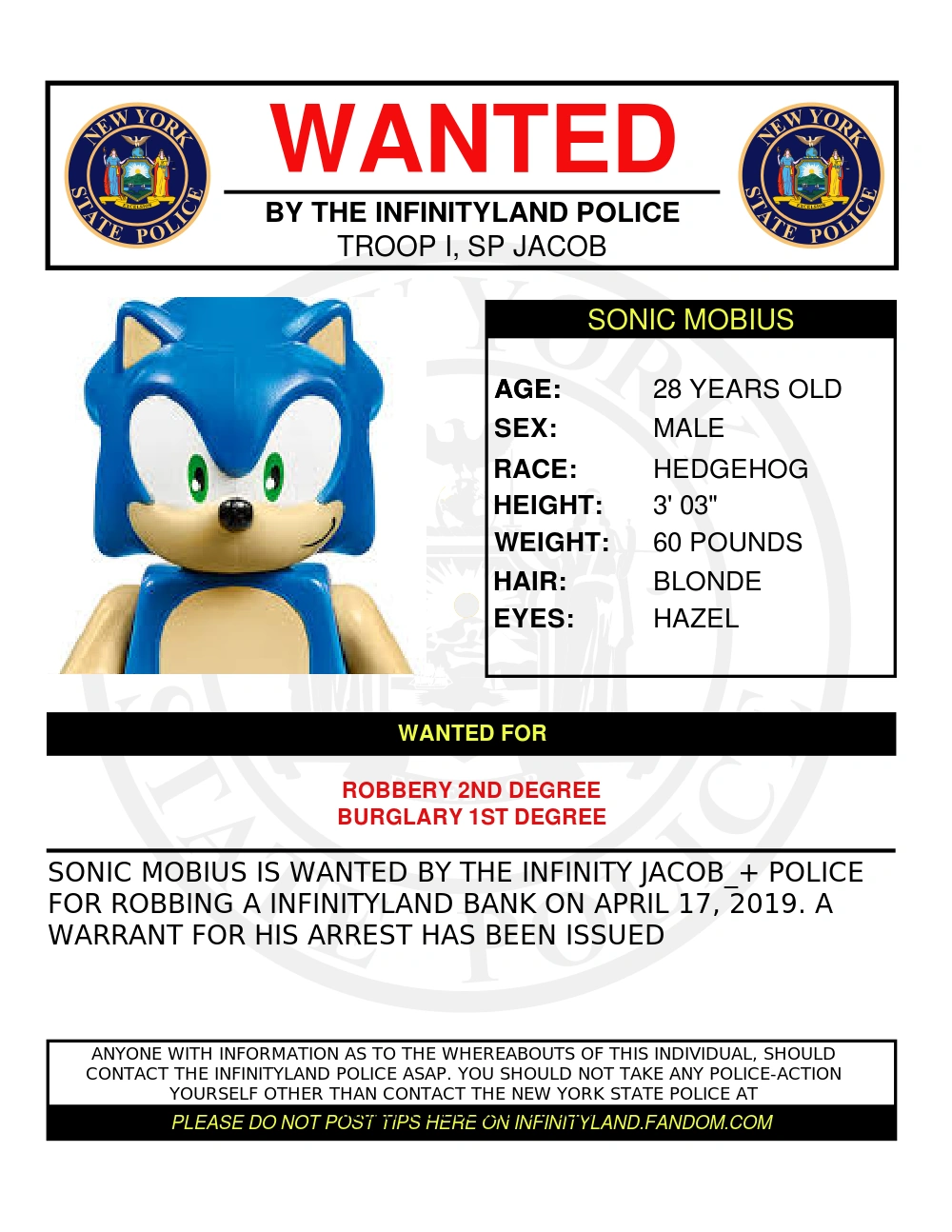 WANTED: Sonic Mobius Sr. | InfinityLand Wiki | Fandom