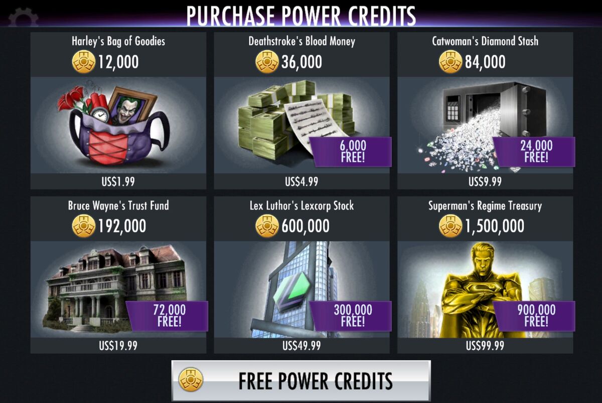 Power Credits | Injustice Mobile Wiki | Fandom