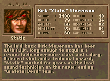 Kirk "Static" Stevenson | Jagged Alliance Wiki | Fandom