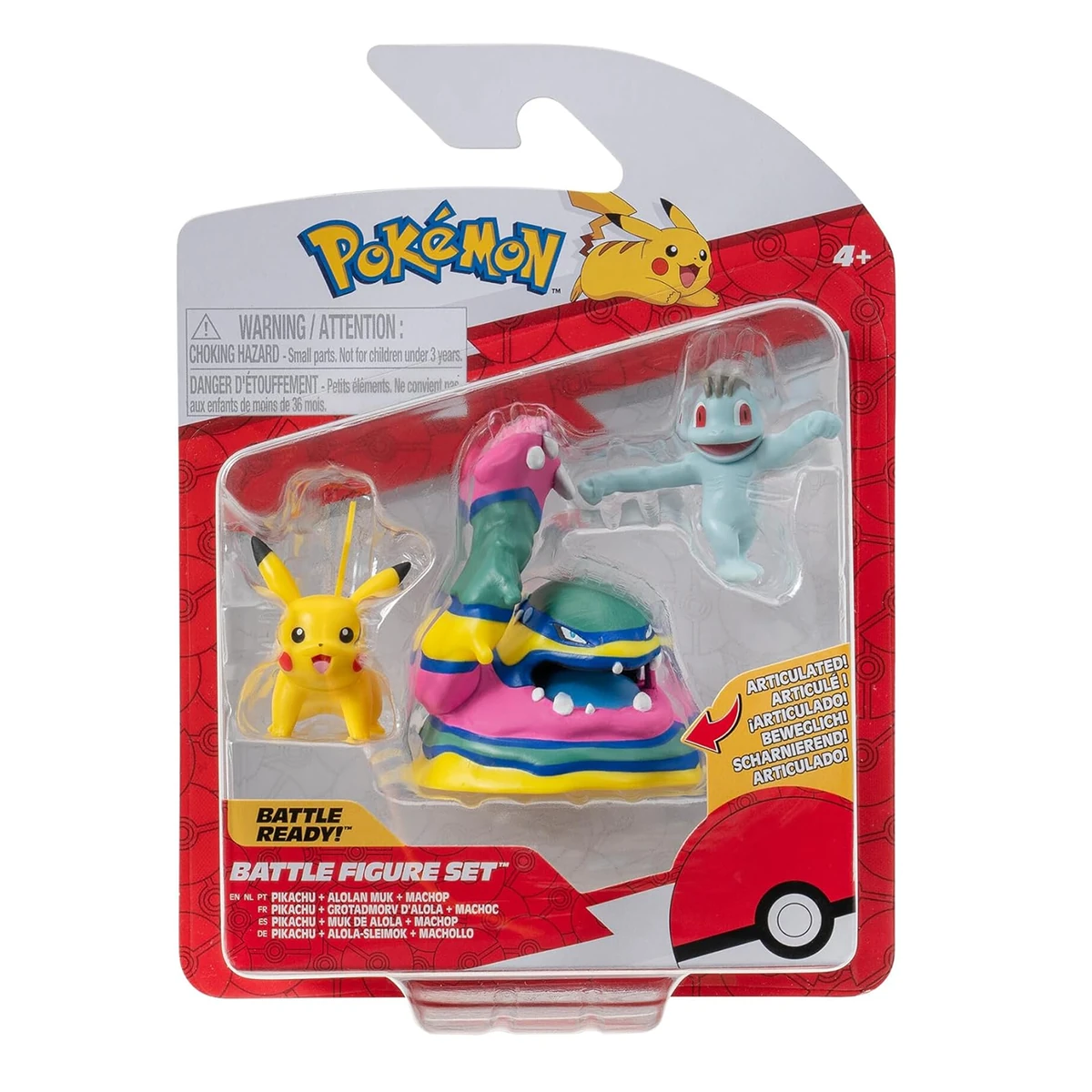 2" & 3" Battle Figure Set: Wave 19 - Pikachu, Machop & Alolan Muk ...
