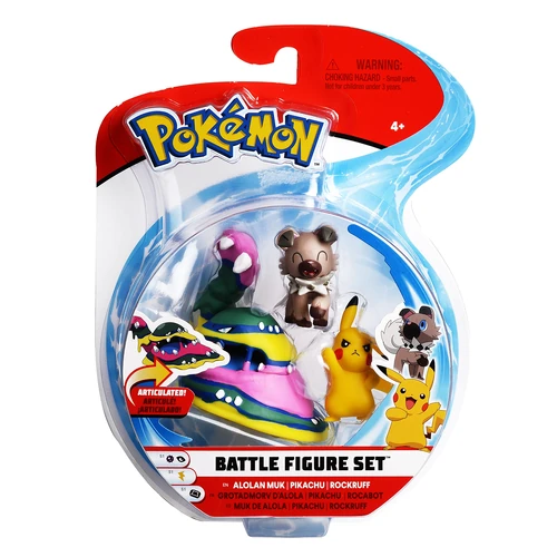 2" & 3" Battle Figure Set: Wave 1 - Pikachu, Rockruff & Alolan Muk ...