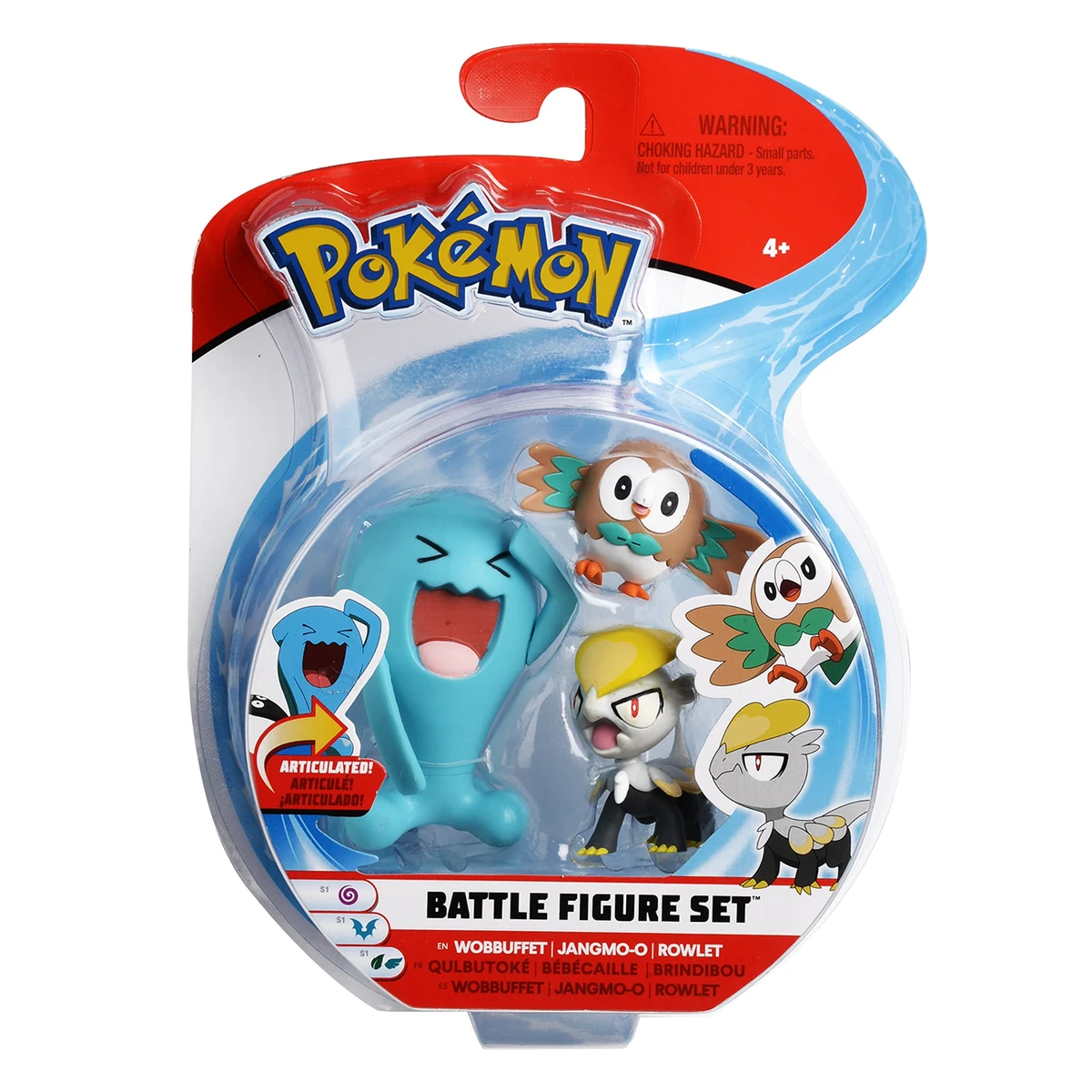 2" & 3" Battle Figure Set: Wave 1 - Jangmo-o, Rowlet & Wobbuffet ...