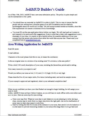 JediMUD Area Builder's Documentation | JediMUD Wiki | Fandom