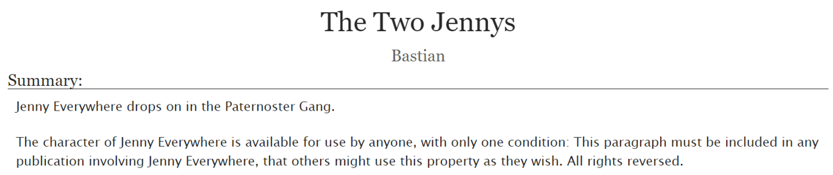 The Two Jennys (short story) | Jenny Everywhere Wiki | Fandom