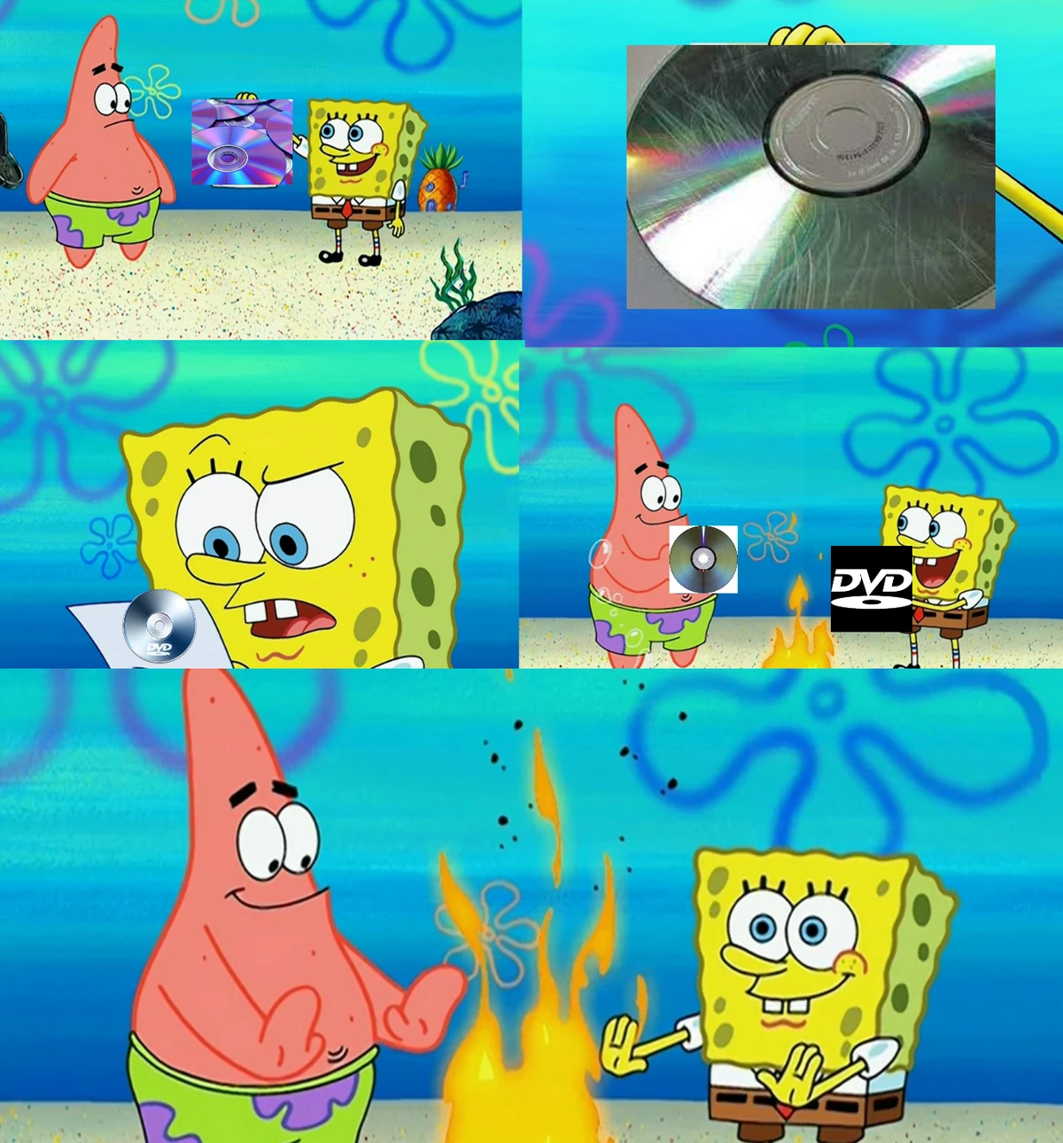 Spongebob and Patrick burns the DVD papers | John’s Idea Wiki | Fandom